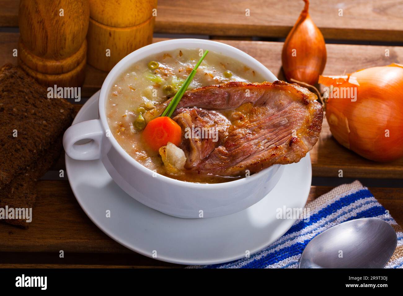 Scotch broth with mutton, pearl barley, vegetable Stock Photo - Alamy