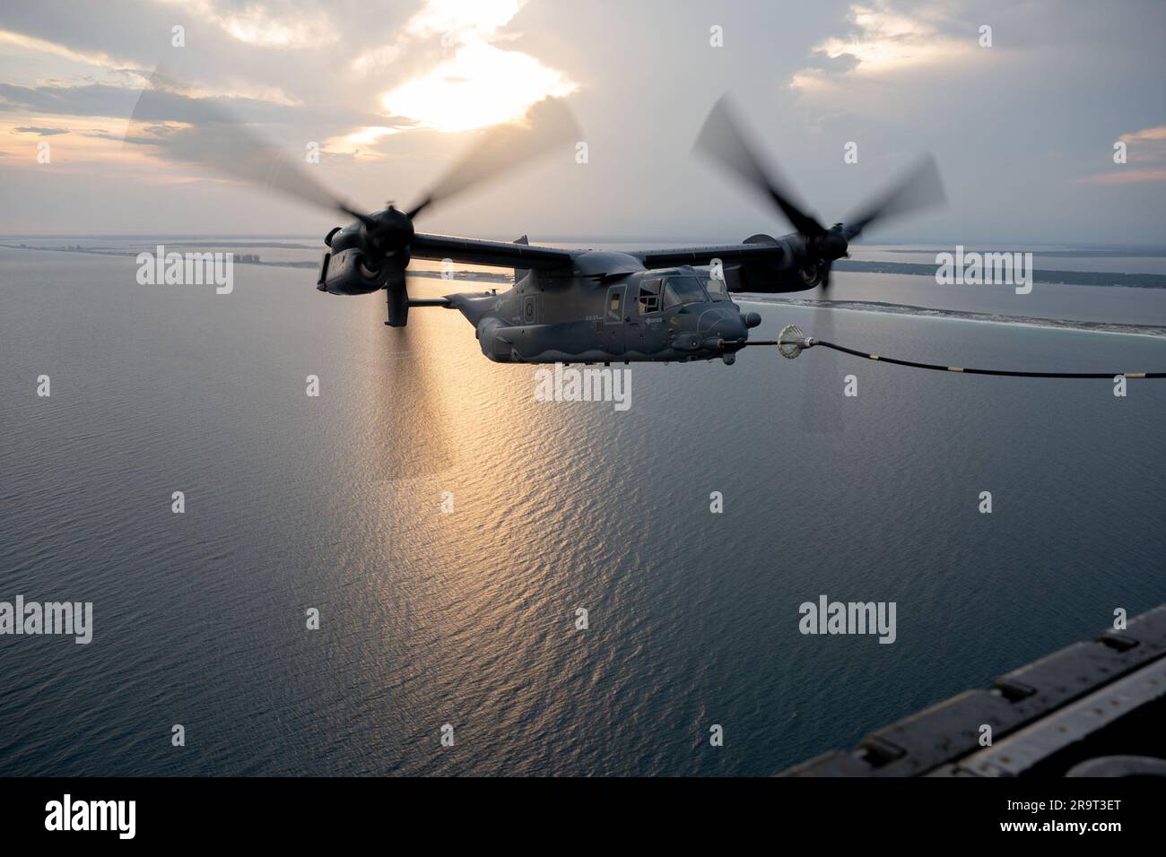 A CV-22 Osprey from the 8th Special Operations Squadron refuels from a ...