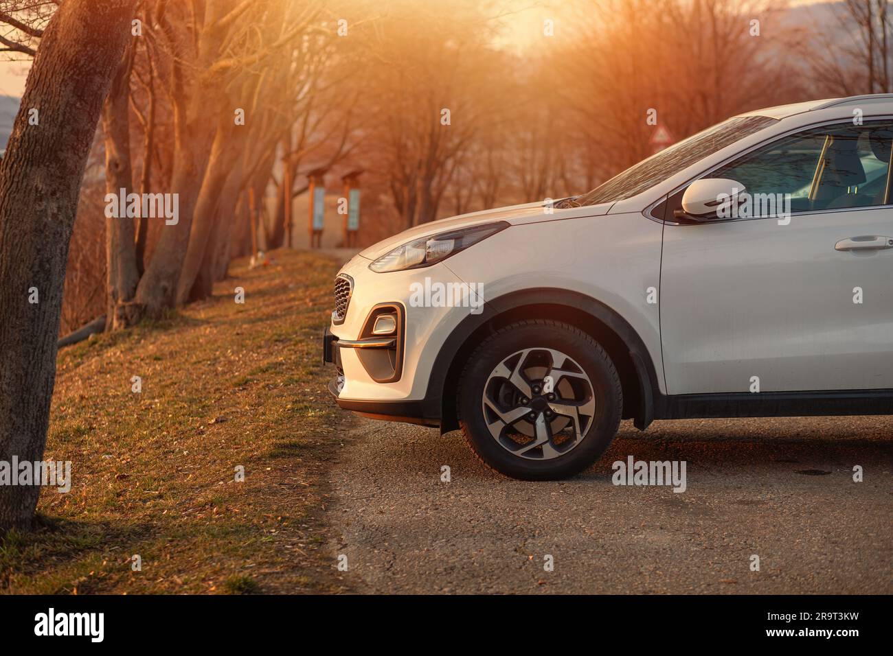 Side view of the car on parking lot.Natural surroundings Stock Photo ...