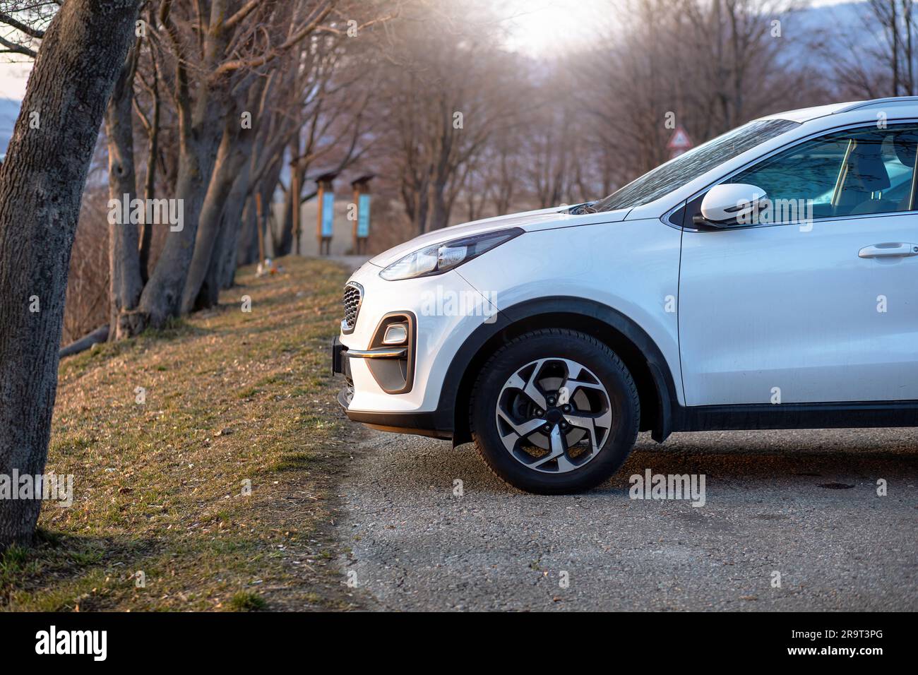 Side view of the car on parking lot.Natural surroundings Stock Photo ...