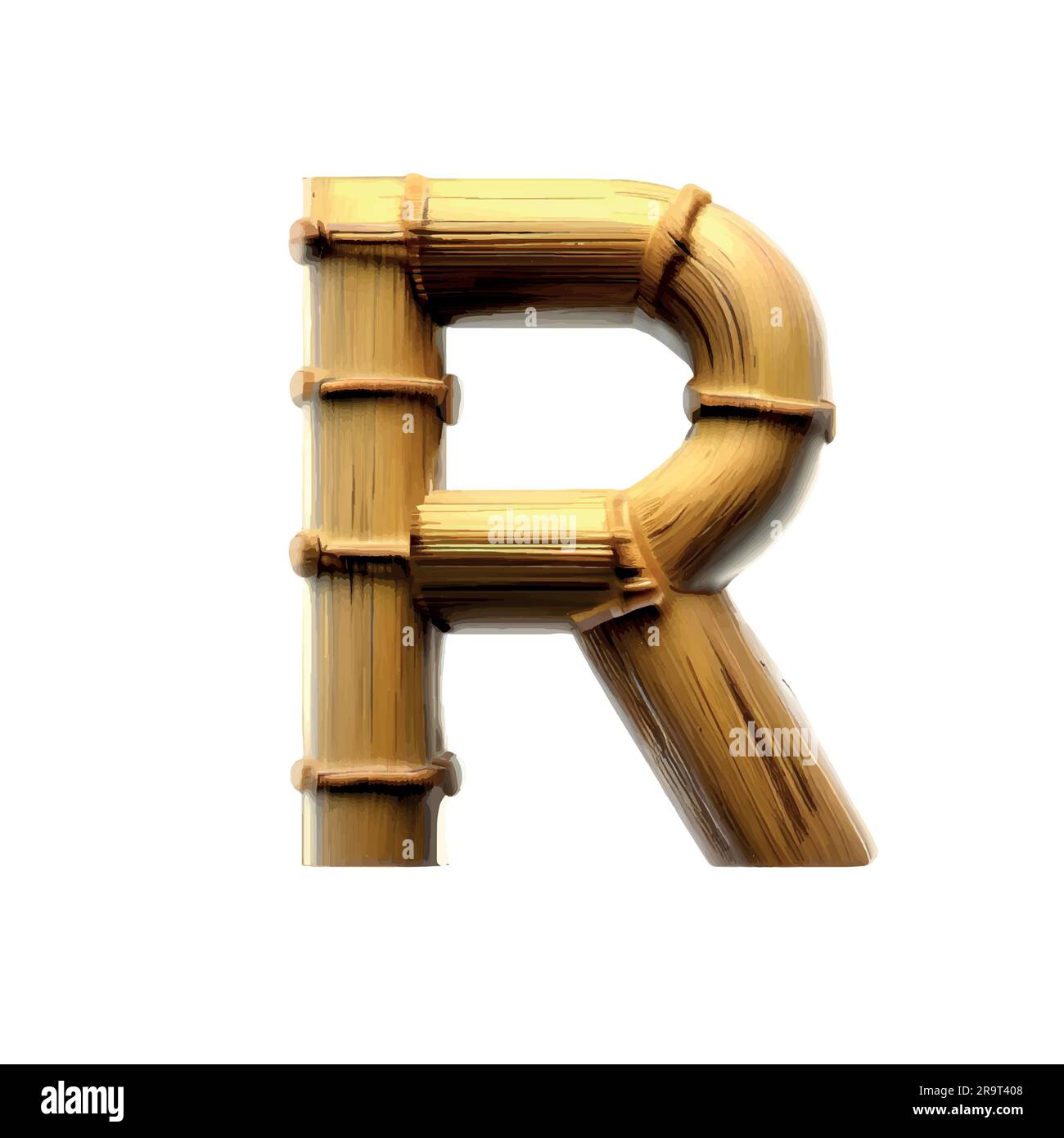 capital letter R in bamboo with white background. Bamboo alphabet ...