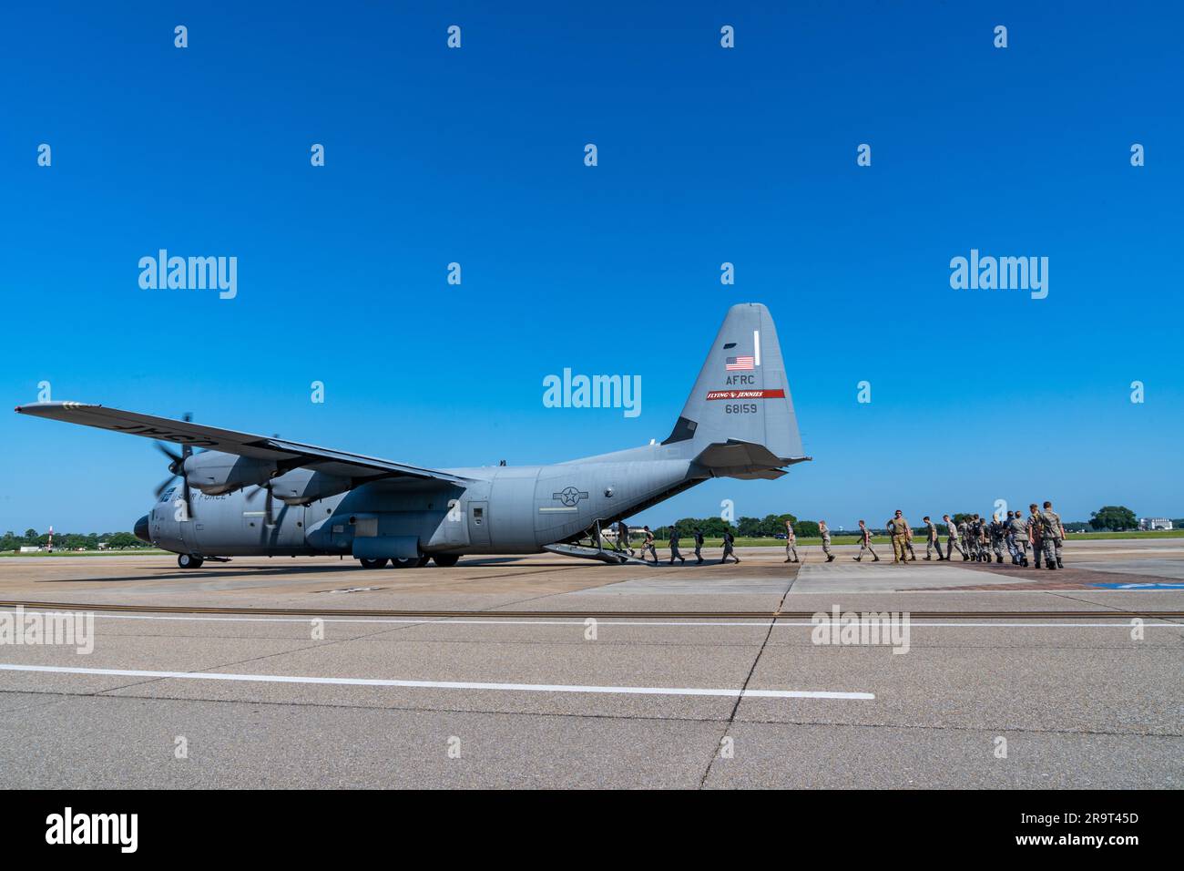 Cadets board a C-130J Hercules during the Louisiana Civil Air Patrol ...