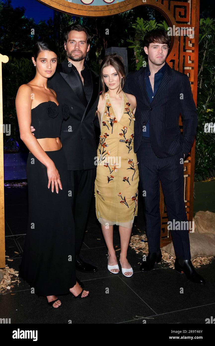 Anya Chalotra, from left, Henry Cavill, Freya Allan and Joey Batey pose ...