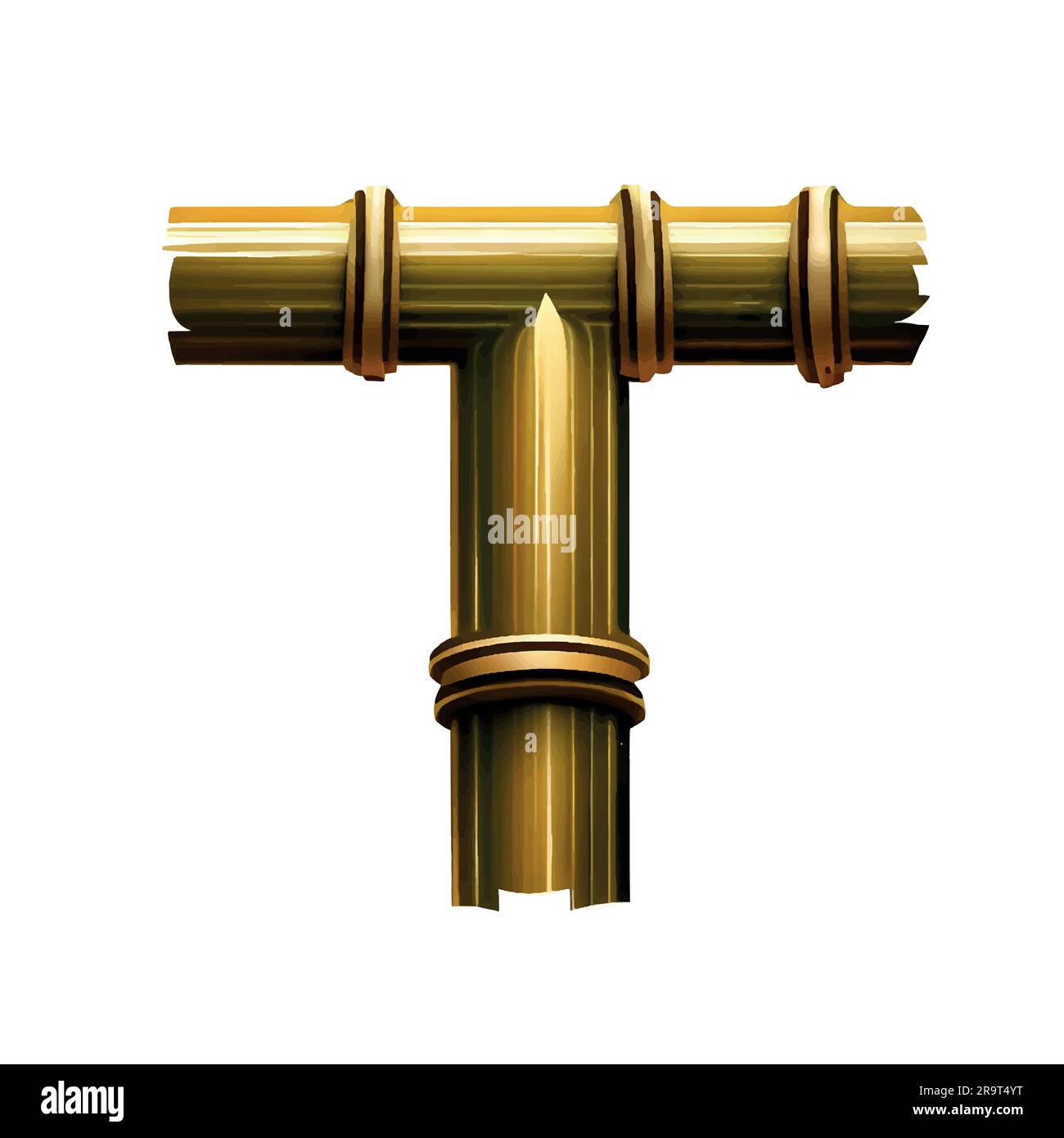 capital letter T in bamboo with white background. Bamboo alphabet ...