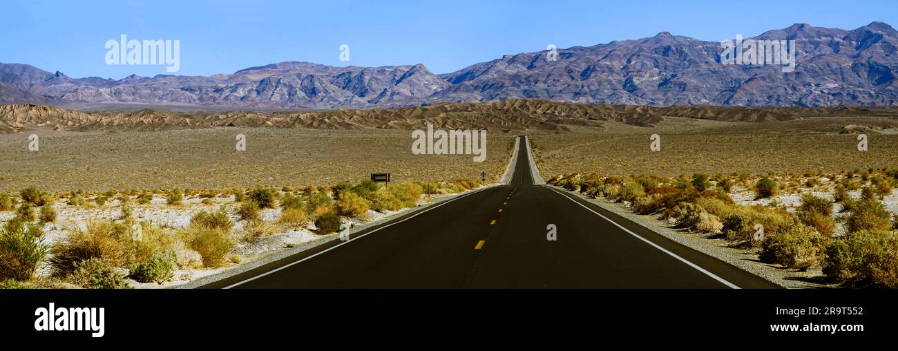 Empty road through Death Valley National Park, California, USA Stock ...