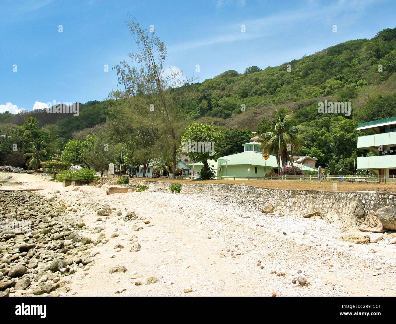 Coral strewn beach, waterfront on Christmas Island, Indian Ocean ...