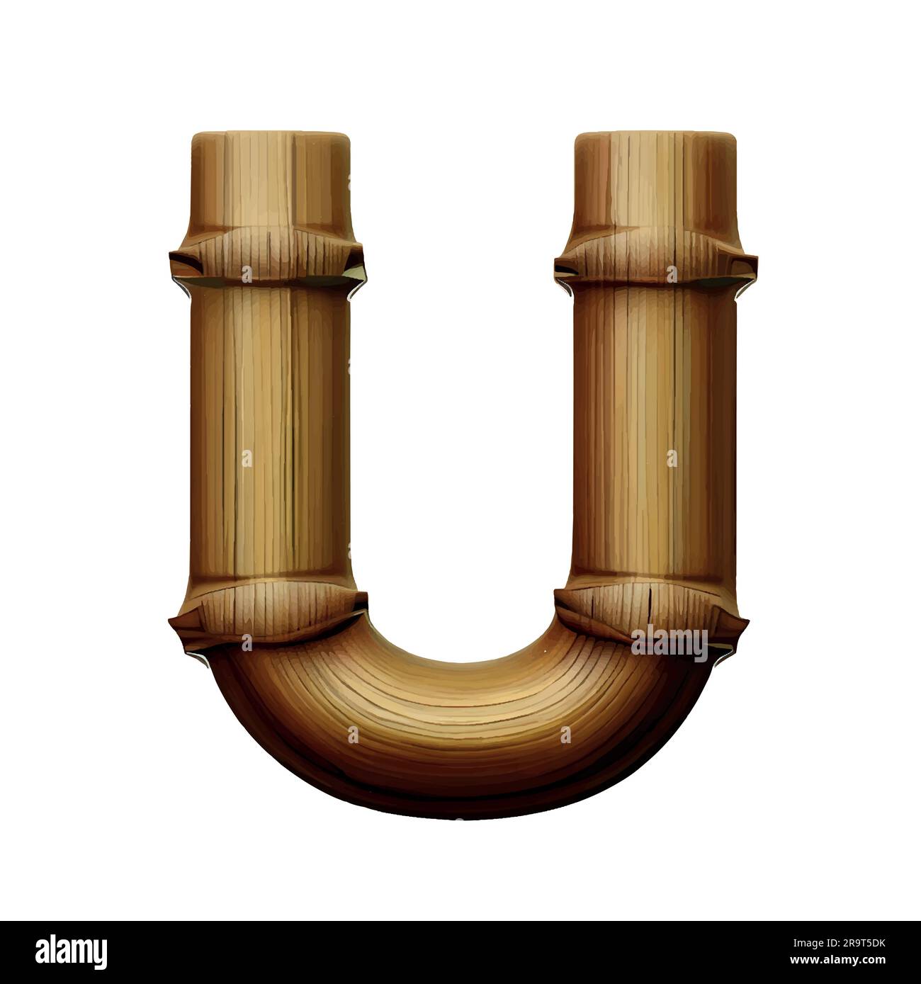 capital letter U in bamboo with white background. Bamboo alphabet ...