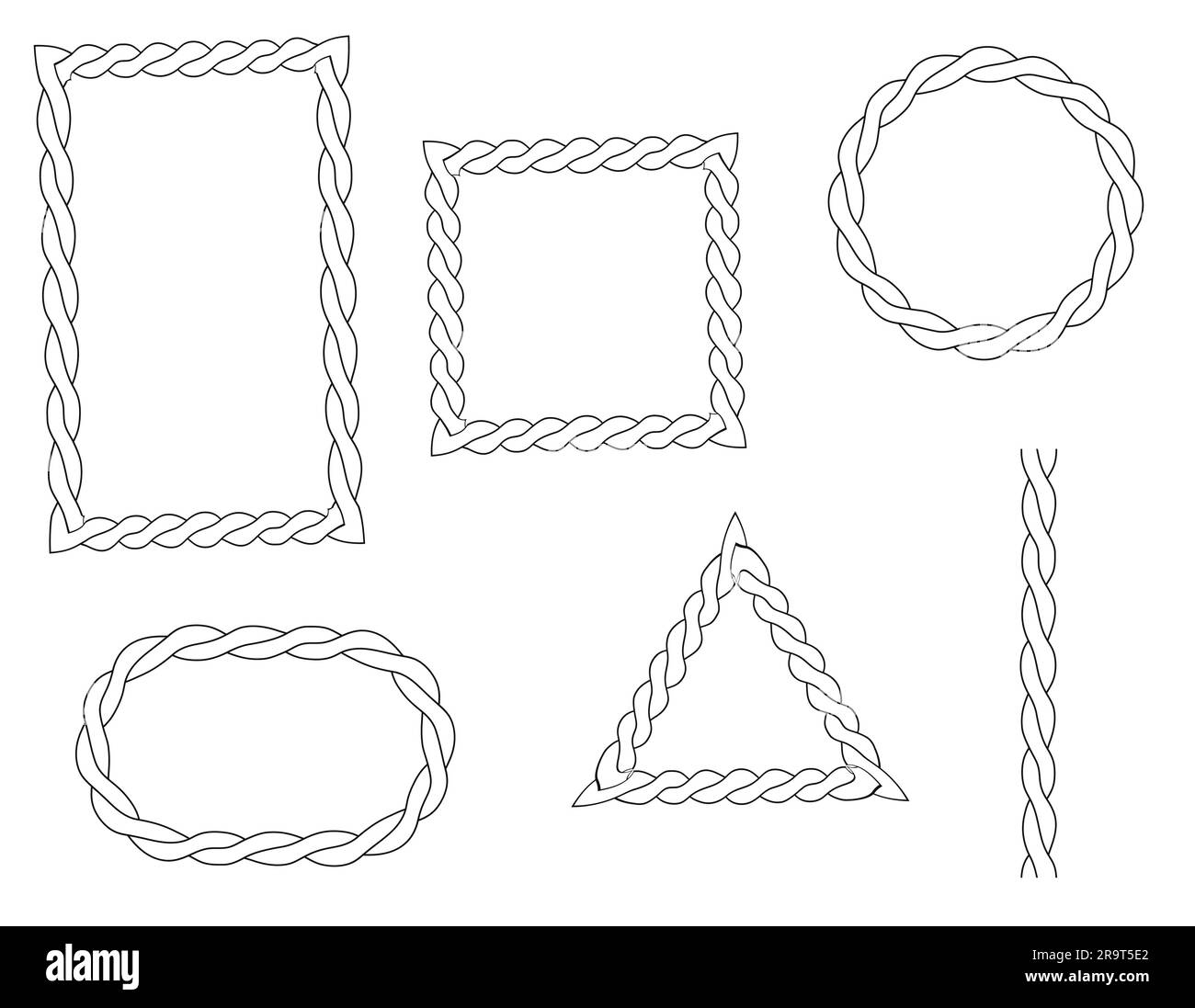 Decorative frames Black rope pattern Doodle illustrations Hand drawn ...