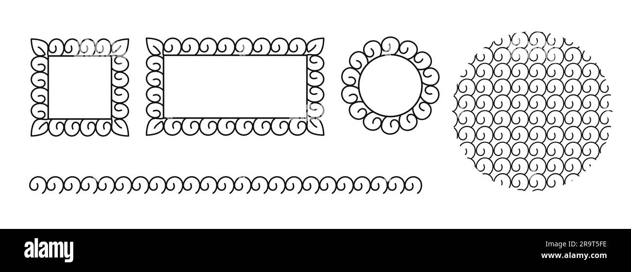 Decorative frames, border and seamless pattern. Circle, square ...