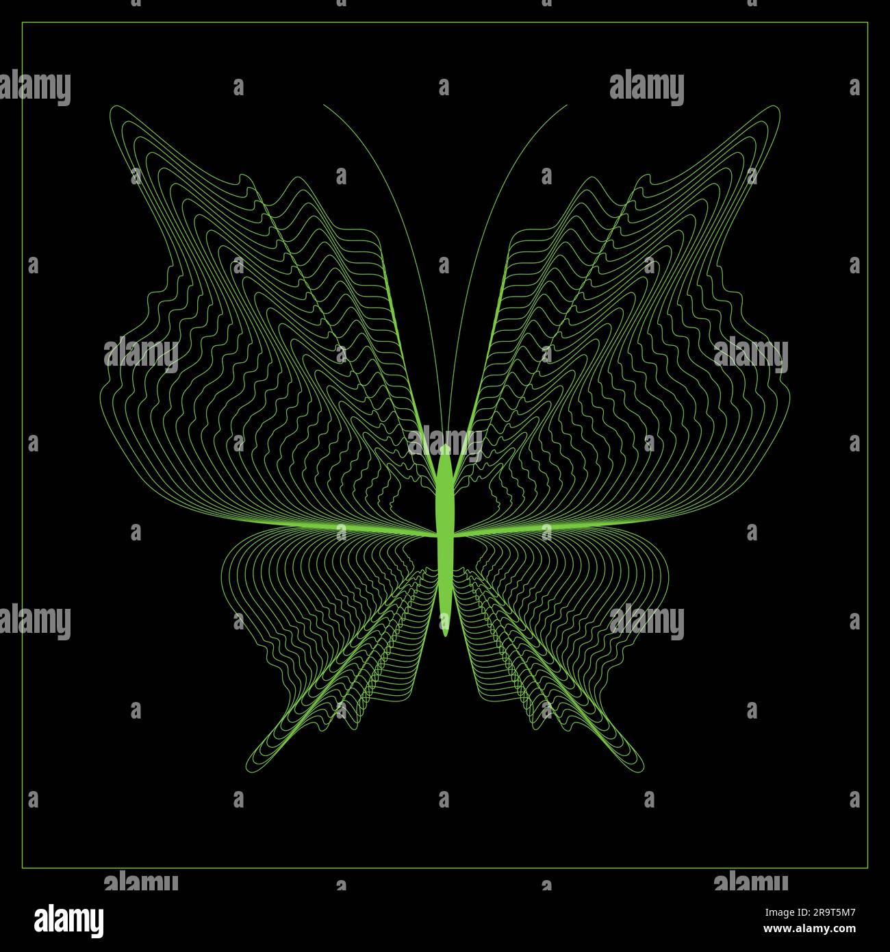 Abstract neon butterfly consisting of wireframe lines. Glowing ...