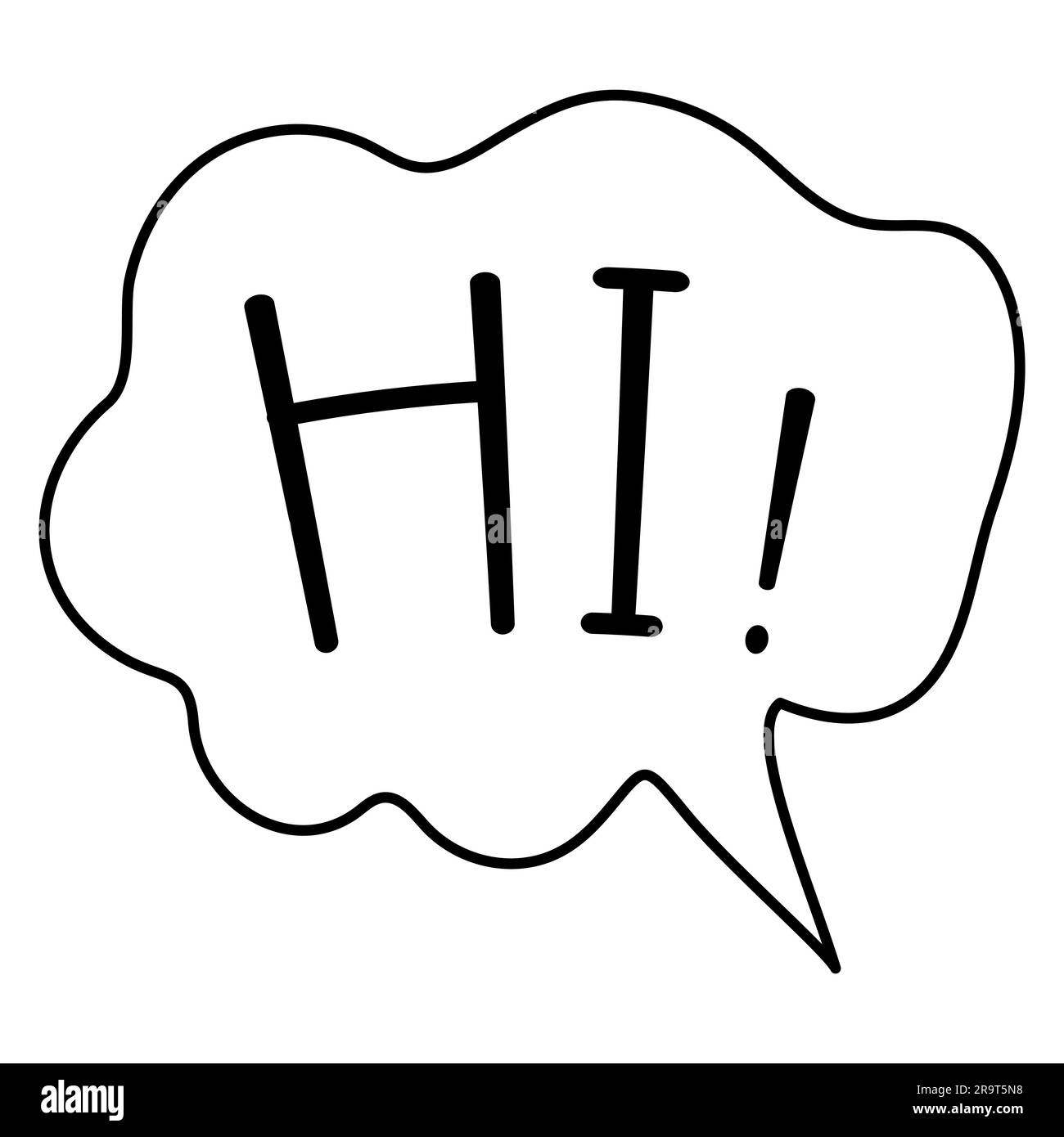Quote "Hi" Speech bubble Handwritten Doodle vector illustration ...