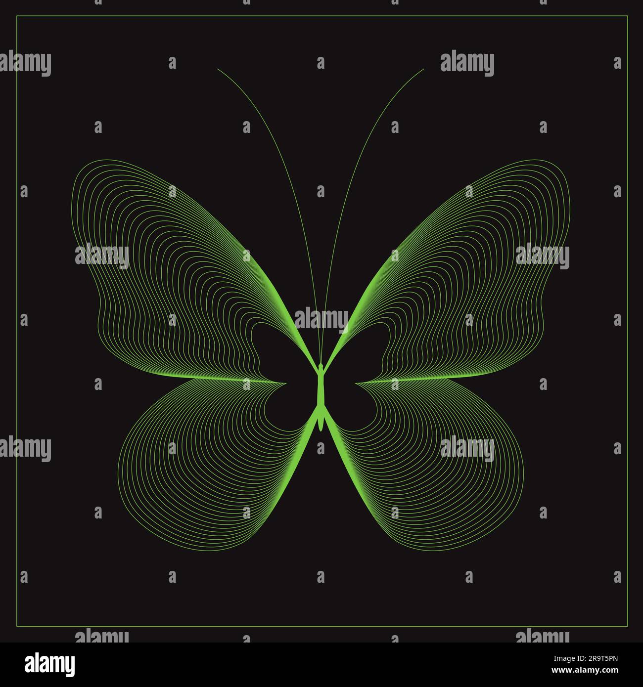 Abstract Neon Butterfly Consisting Of Wireframe Lines Glowing