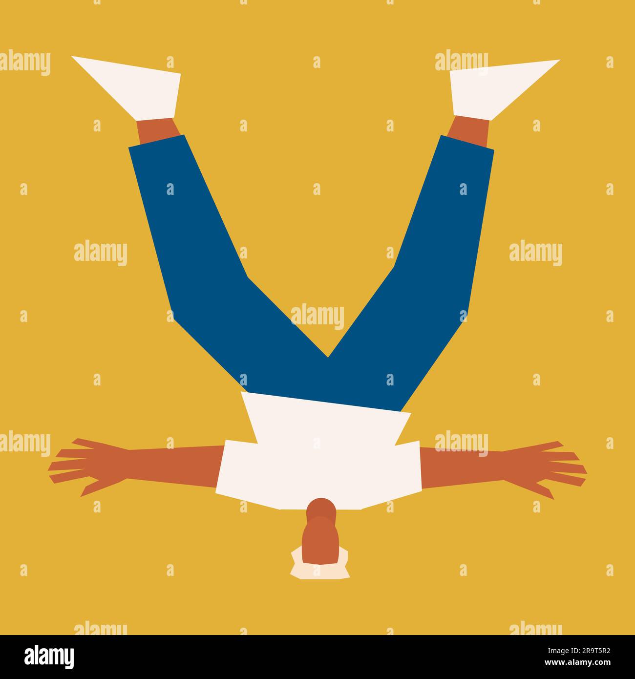 Breakdancer doing headstand dancing breakdance Cubism art. Vector ...
