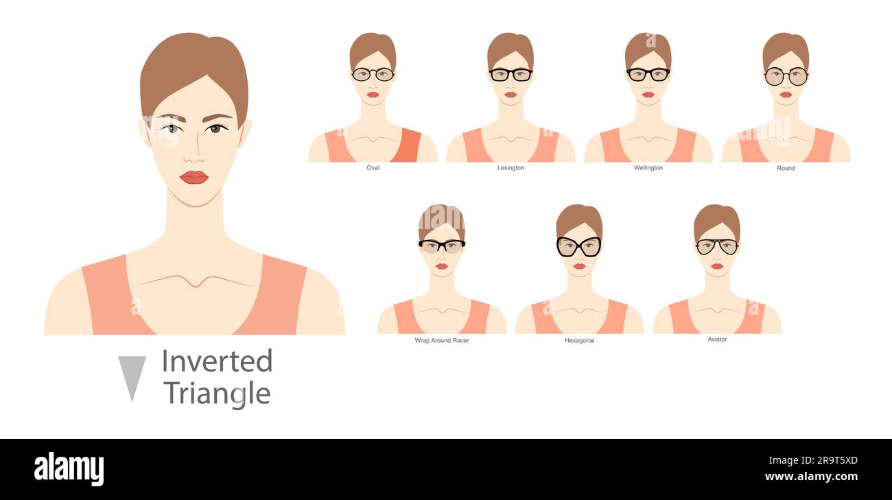 Set of types of glasses for Women inverted triangle type faces fashion ...