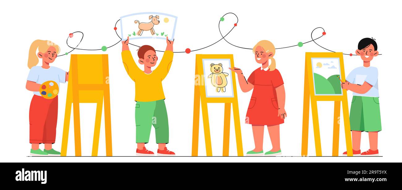 Kids drawing pictures vector concept Stock Vector Image & Art - Alamy