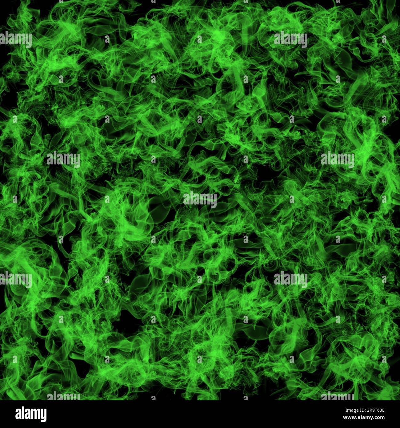 A vibrant green smoke rising from an exploding wall creates a ...