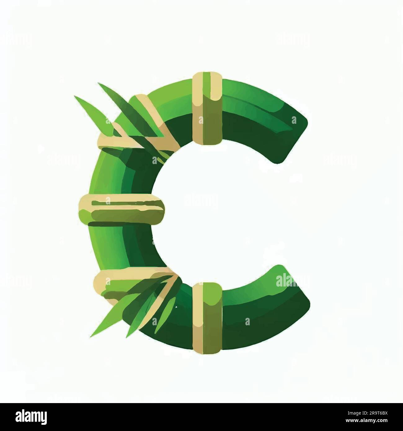 green bamboo letter C logo icon on a white background Stock Vector ...