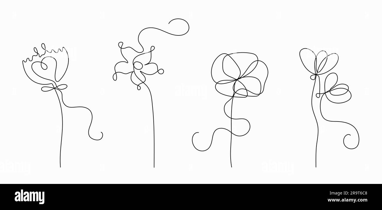 Set of line flowers concept Stock Vector Image & Art - Alamy