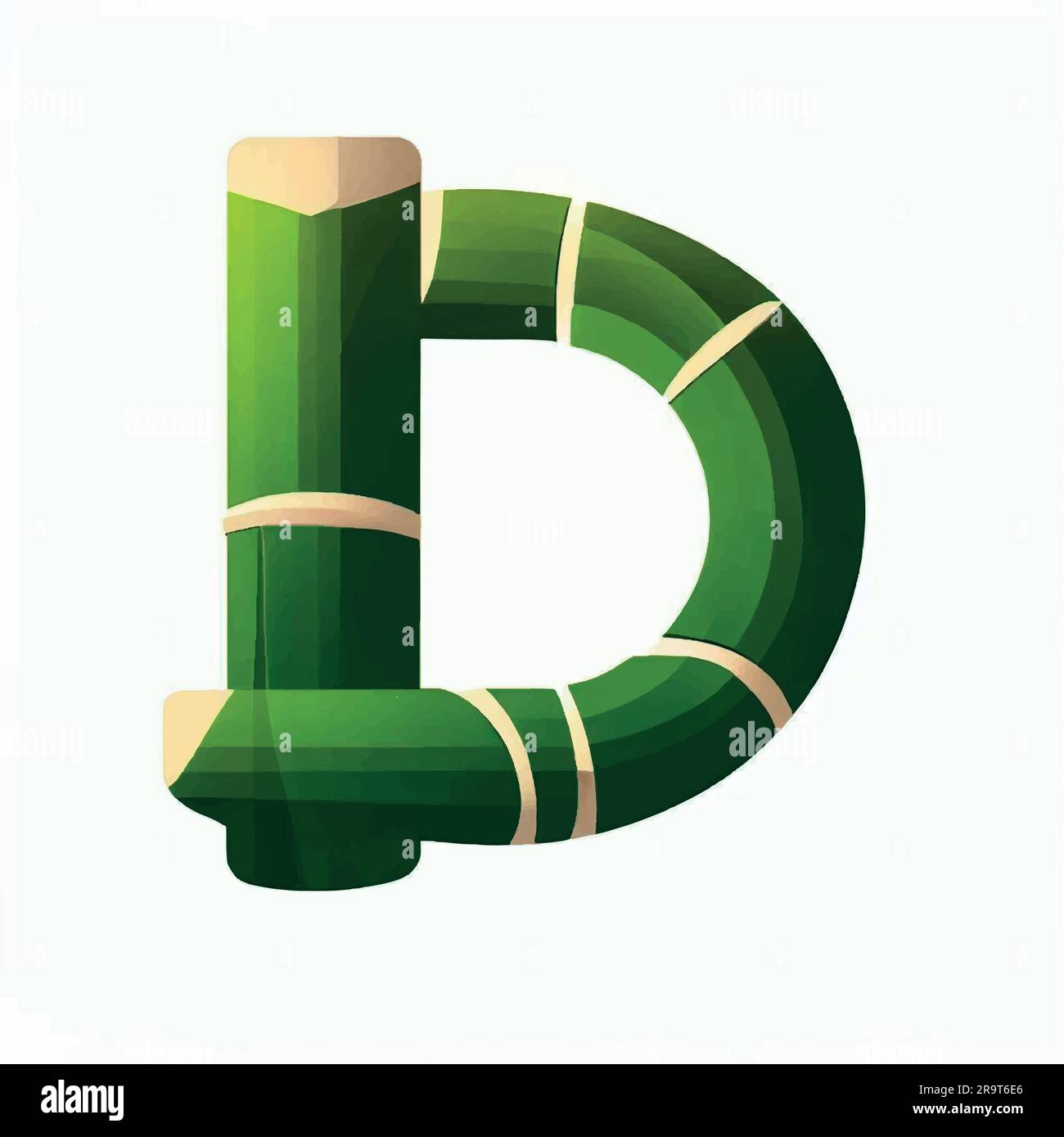 green bamboo letter D logo icon on a white background Stock Vector ...