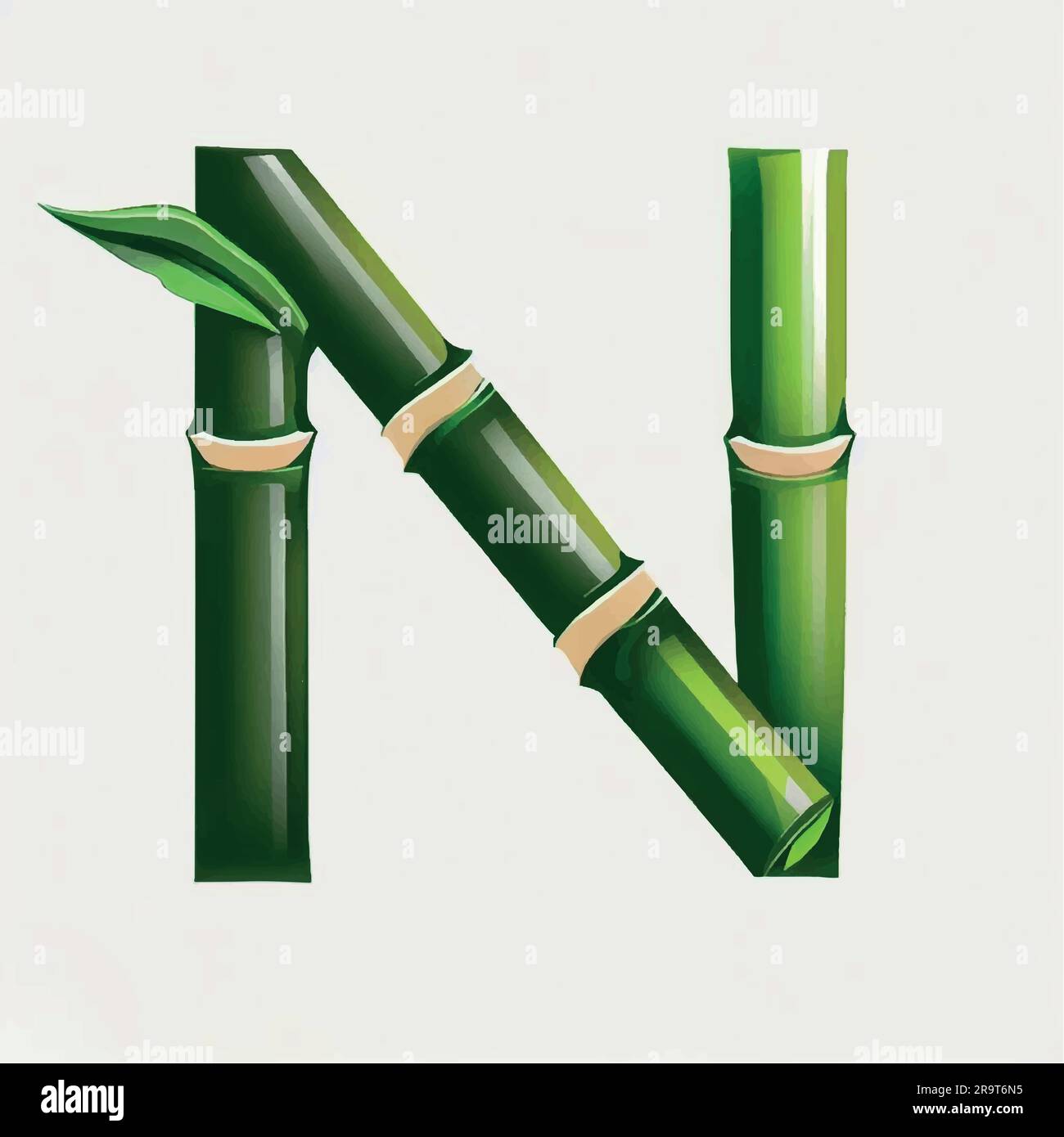 Letter n green bamboo logo hi-res stock photography and images - Alamy