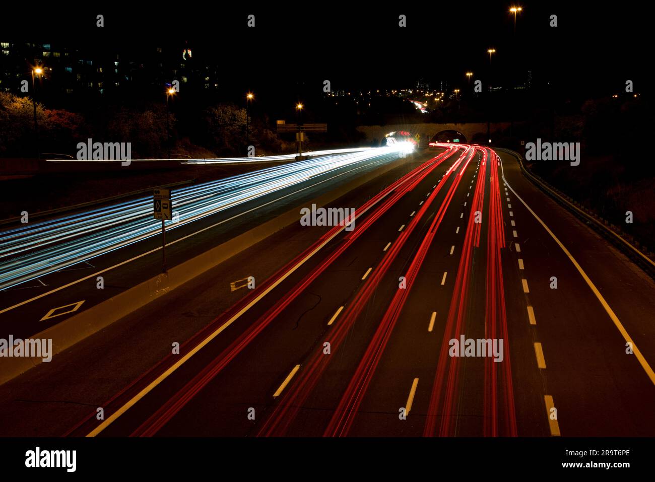 Car motion trails. Speed light streaks background with blurred fast ...