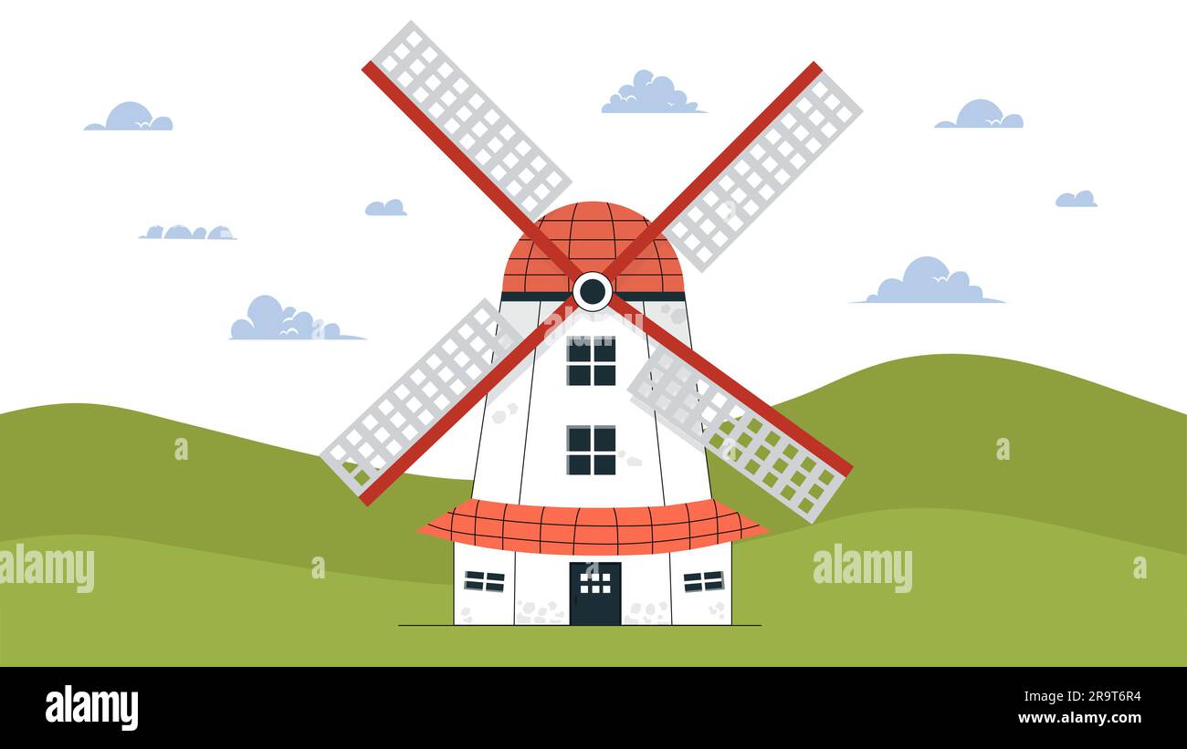 Windmill at lawn vector concept Stock Vector Image & Art - Alamy