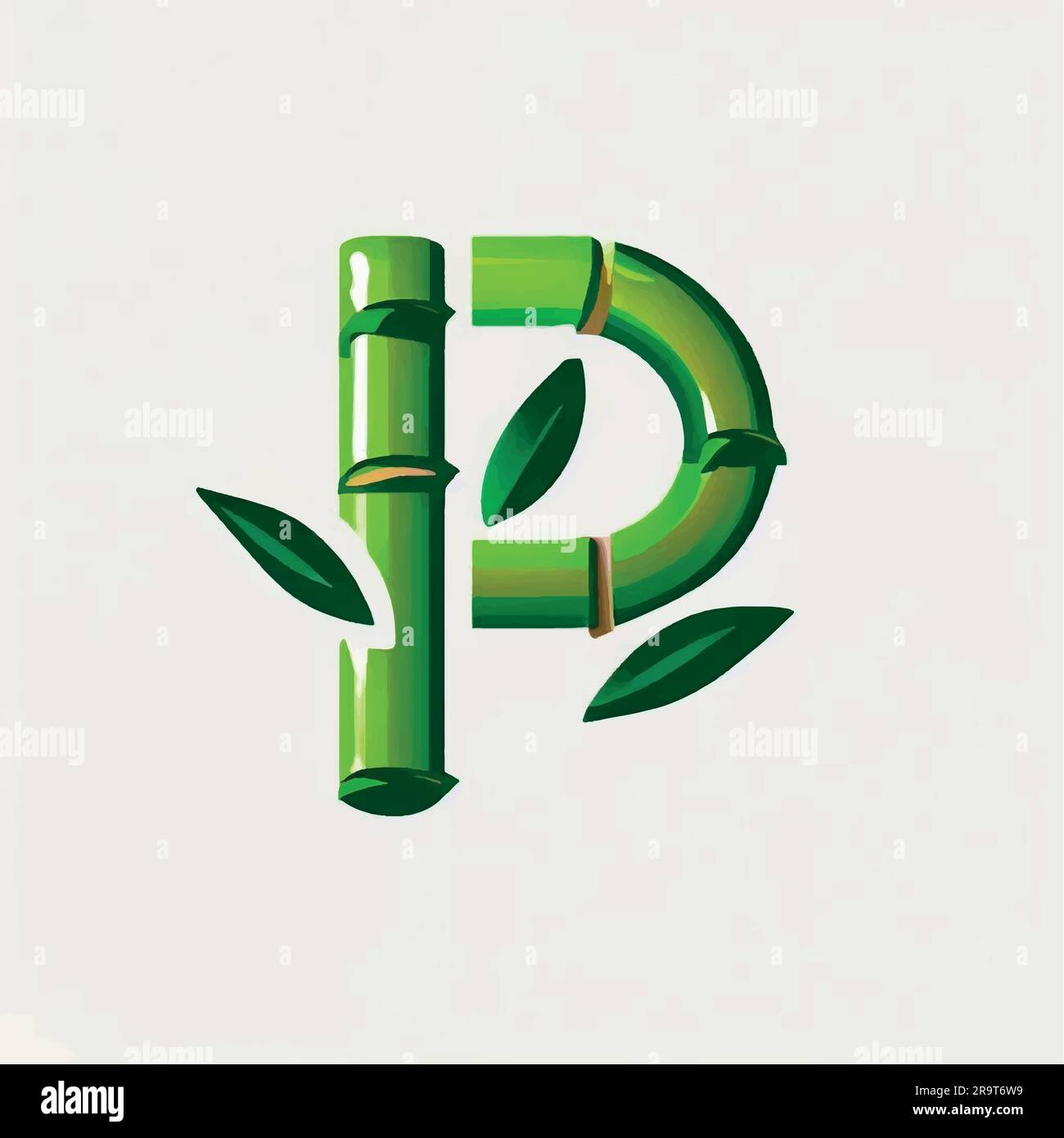 green bamboo letter P logo icon on a white background Stock Vector ...