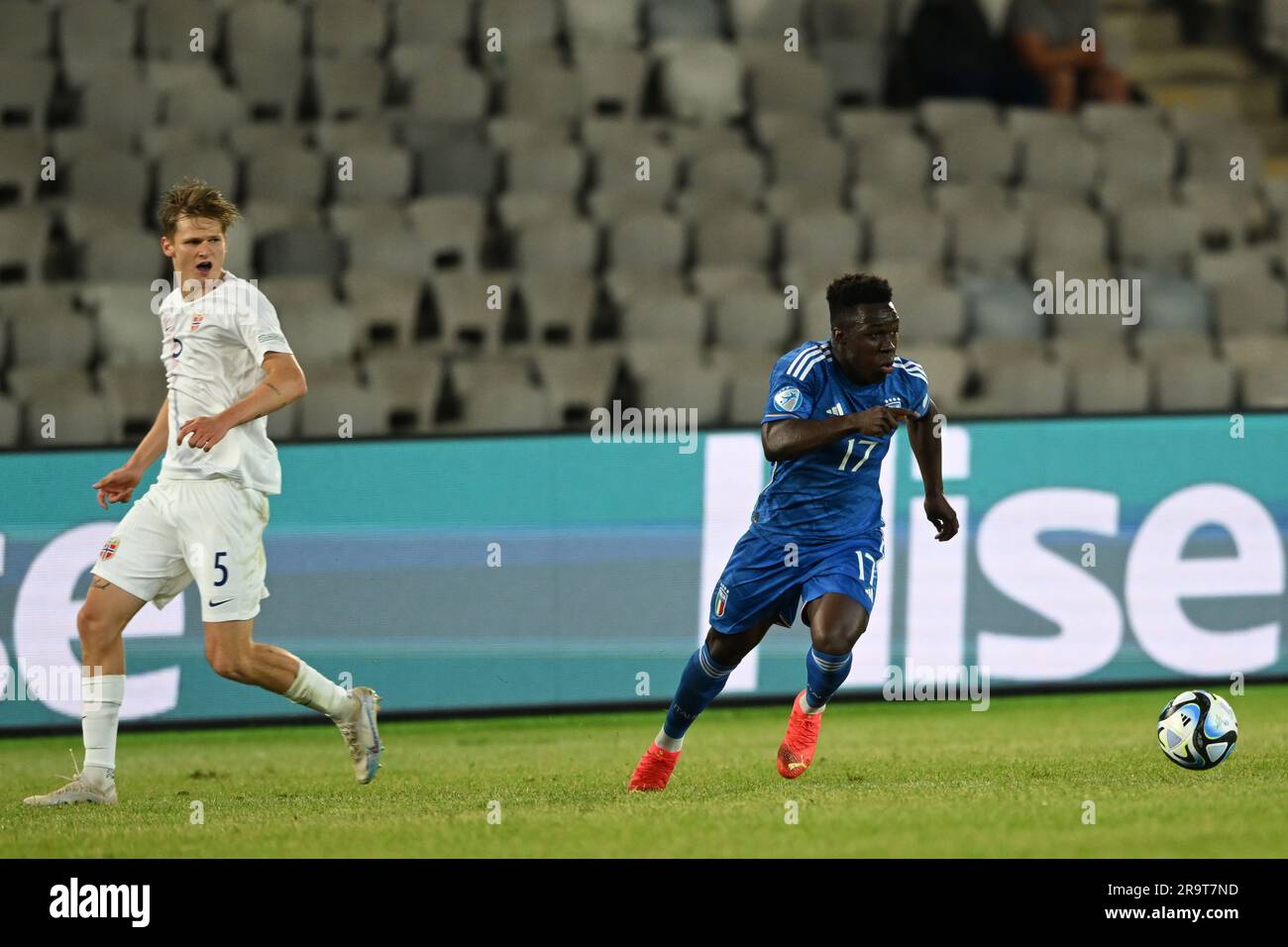 Wilfried Gnonto (Italy U21)David Wolfe (Norway U21) during the UEFA ...