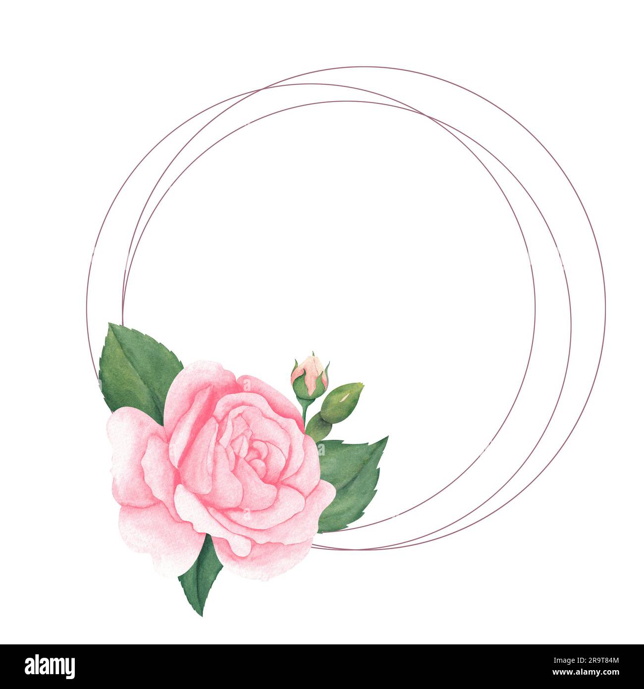 Watercolor round frame hi-res stock photography and images - Alamy