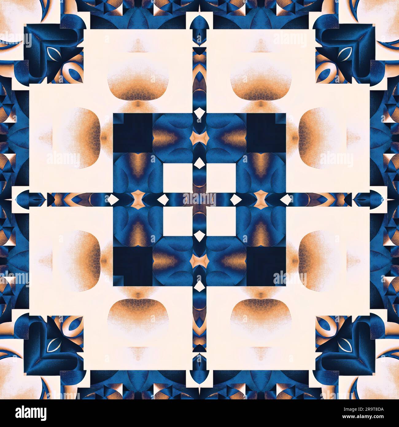 Indigo Blue white watercolor batik blur azulejos tile background ...