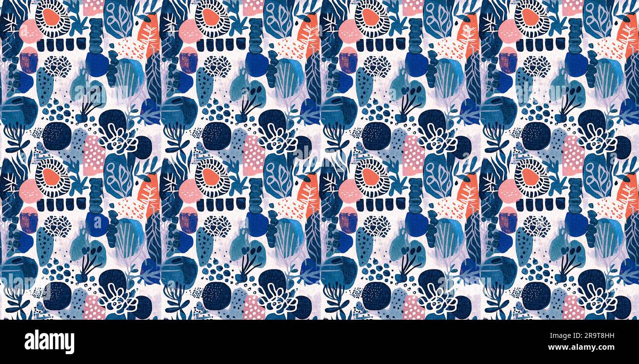 Fun modern coastal pattern clash fabric border print for summer beach ...