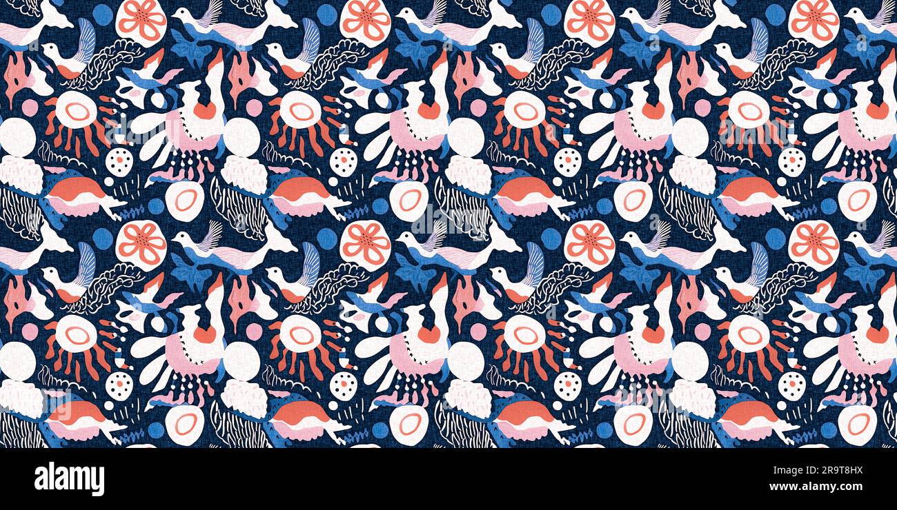 Fun modern coastal pattern clash fabric border print for summer beach ...