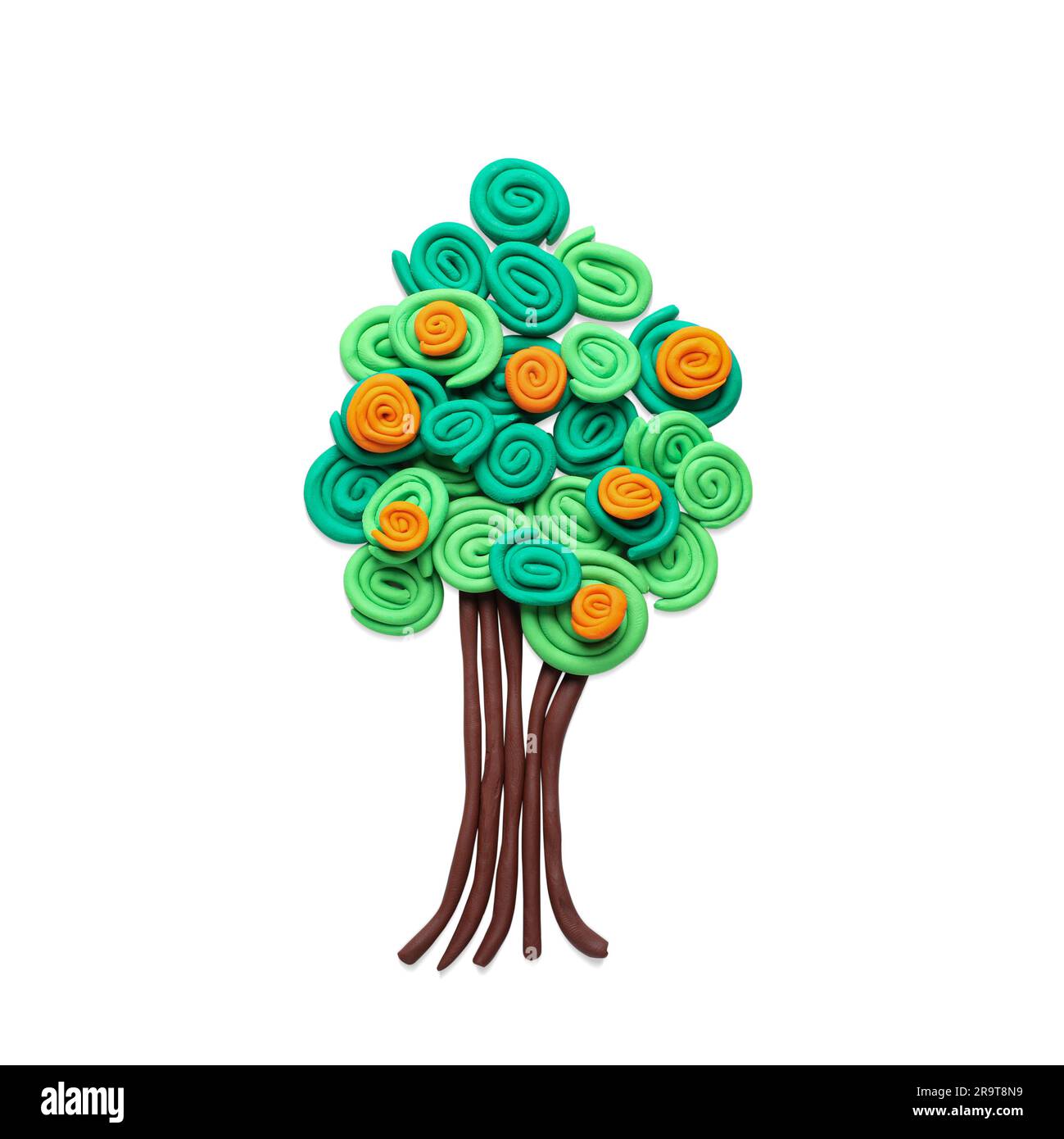 Beautiful tree made of plasticine isolated on white, top view Stock ...
