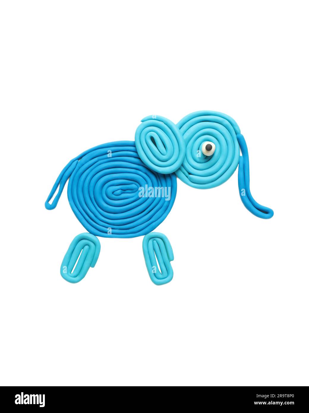 Light blue plasticine elephant isolated on white, top view Stock Photo ...