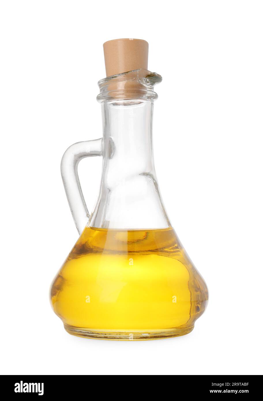 Glass jug of cooking oil isolated on white Stock Photo - Alamy