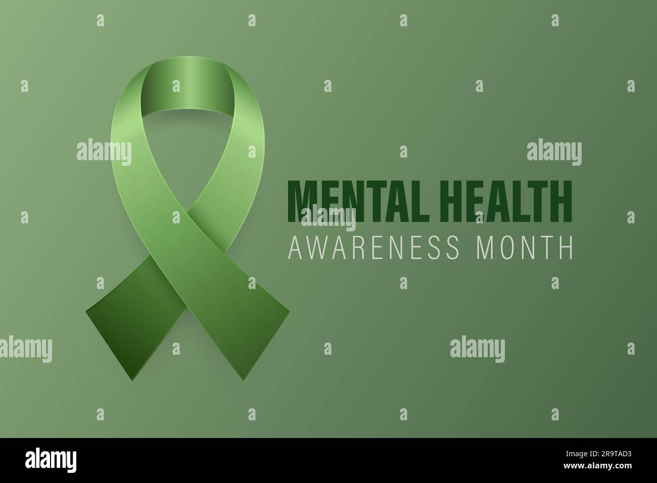 Mental Health Awareness Month Banner Card Placard With Vector 3d