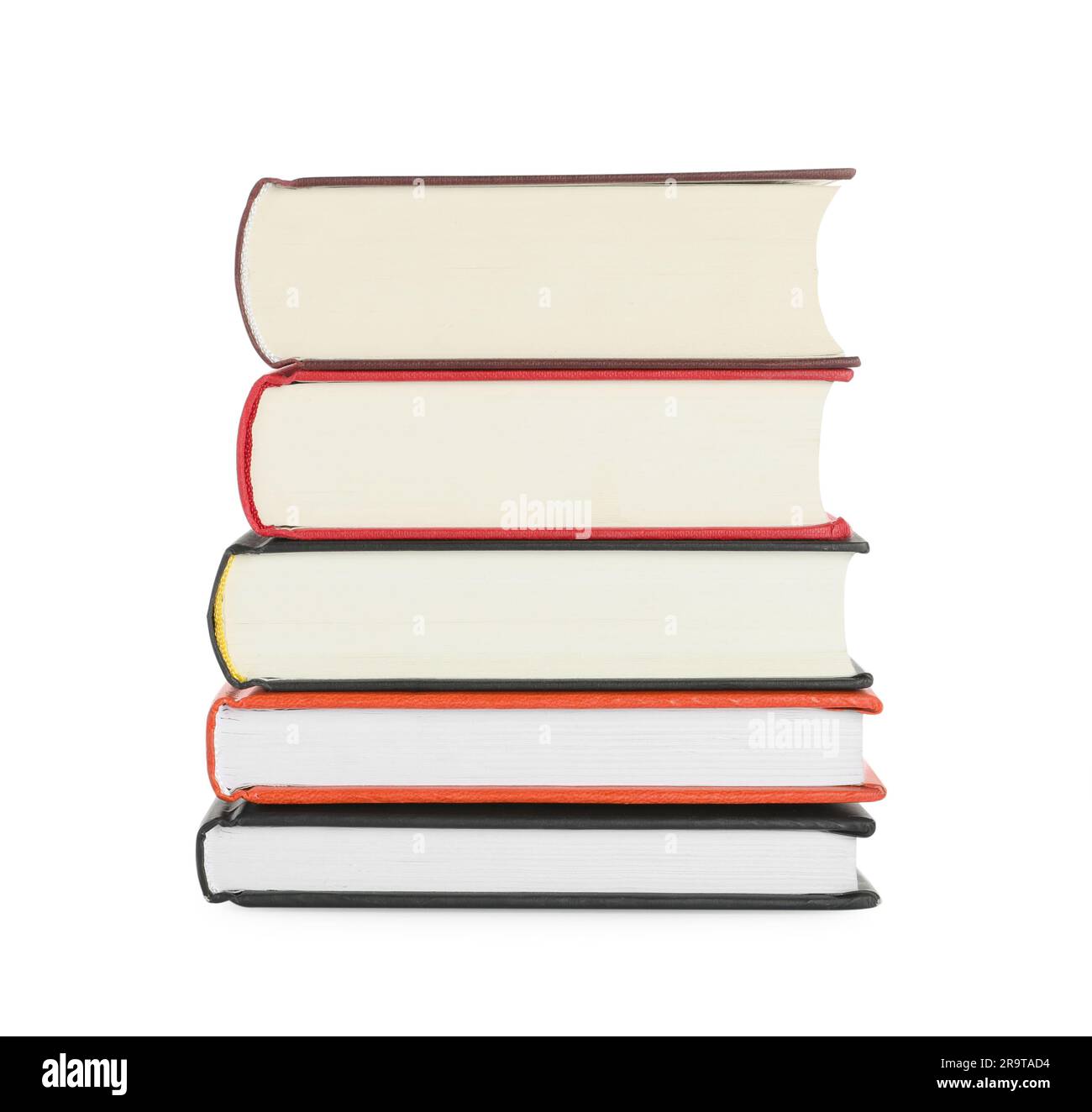 Stack of different books on white background Stock Photo - Alamy
