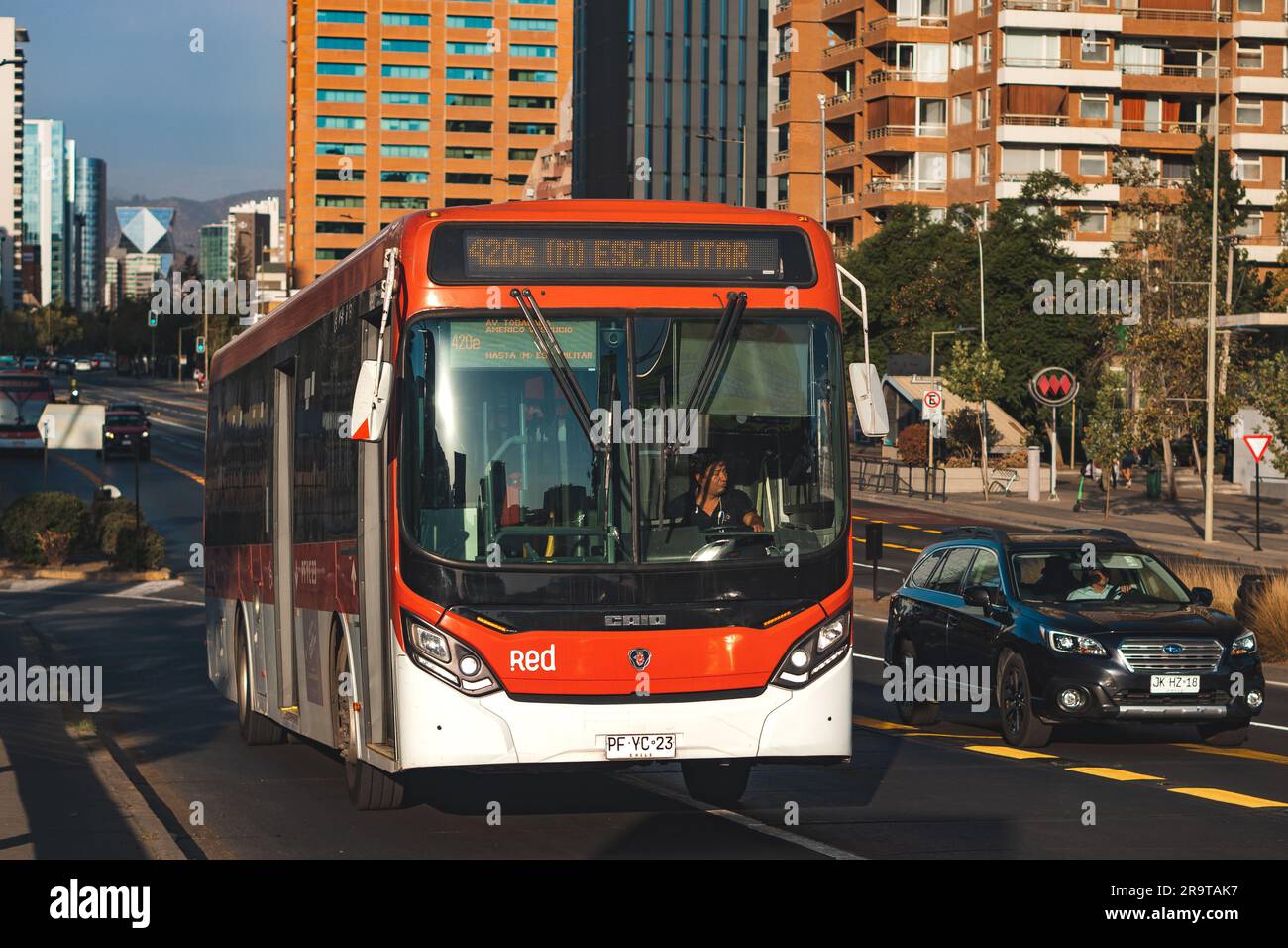 Santiago, Chile - February 16 2023: A public transport Transantiago, or ...
