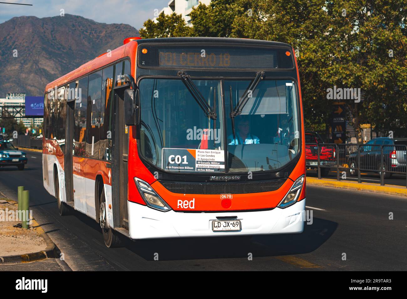 Santiago, Chile - February 16 2023: A public transport Transantiago, or ...