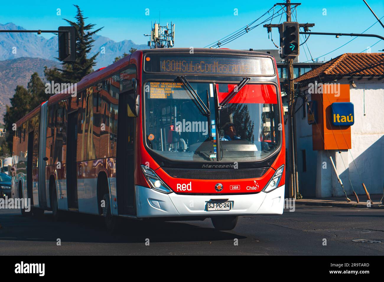 Santiago, Chile - February 16 2023: A public transport Transantiago, or ...