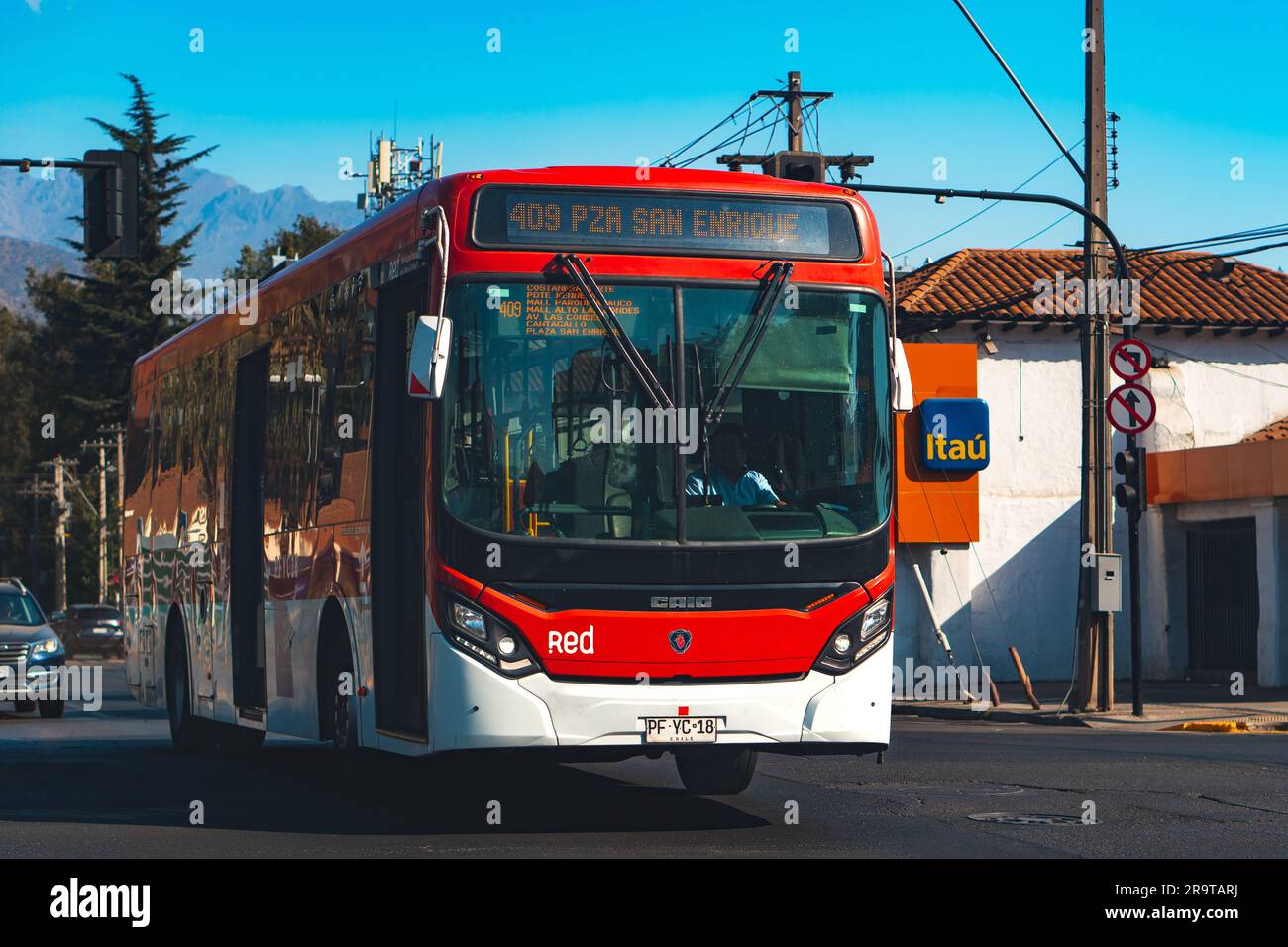 Santiago, Chile - February 16 2023: A public transport Transantiago, or ...