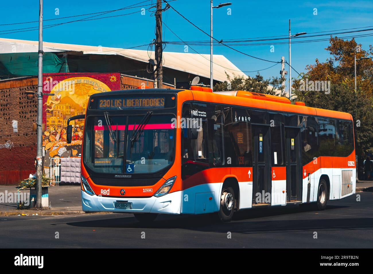 Santiago, Chile - February 16 2023: A public transport Transantiago, or ...