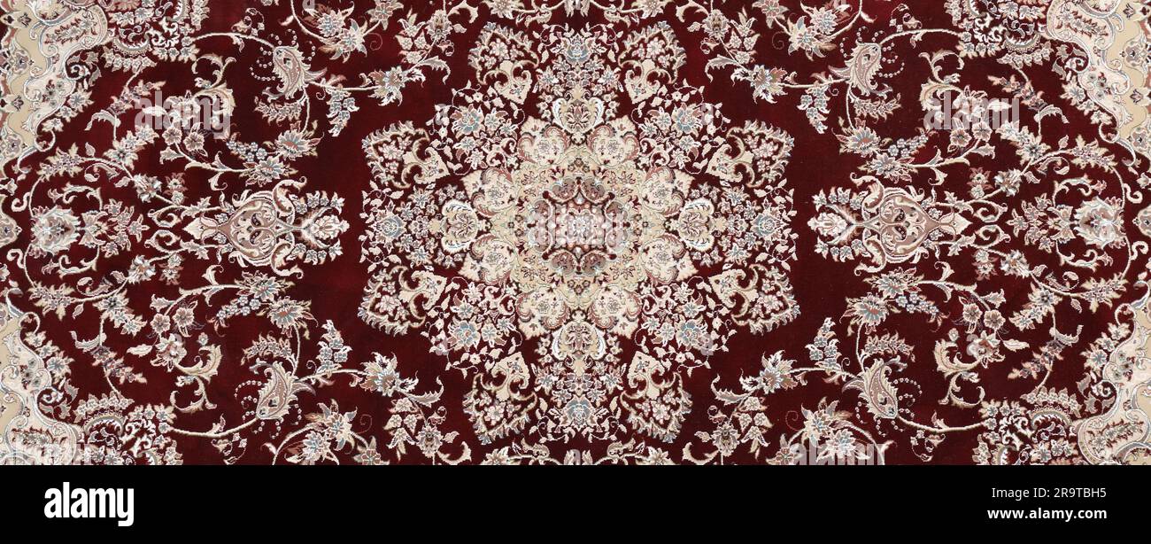 Texture of carpet with beautiful pattern as background, closeup. Banner ...