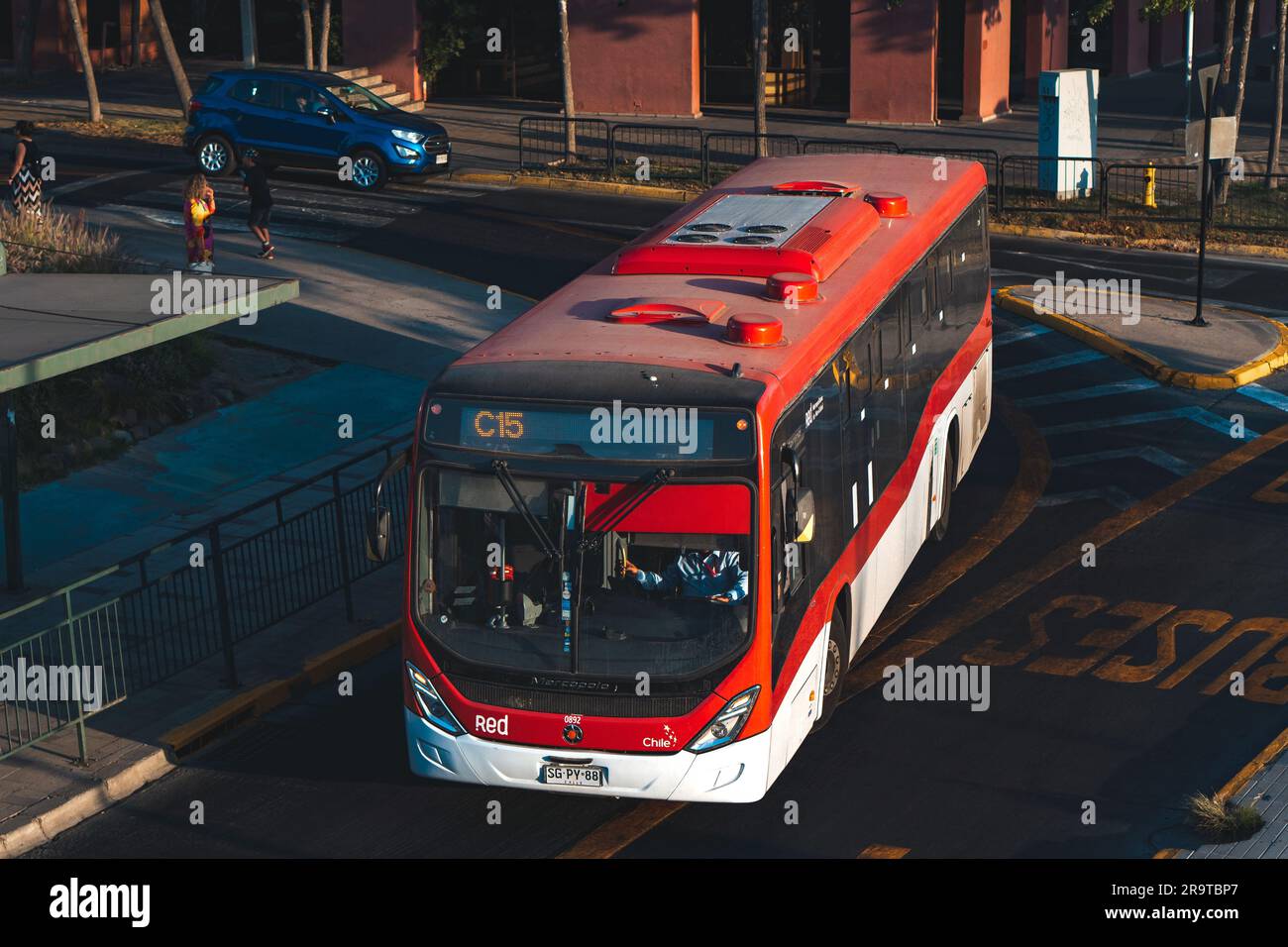 Santiago, Chile - February 16 2023: a public transport Transantiago, or ...