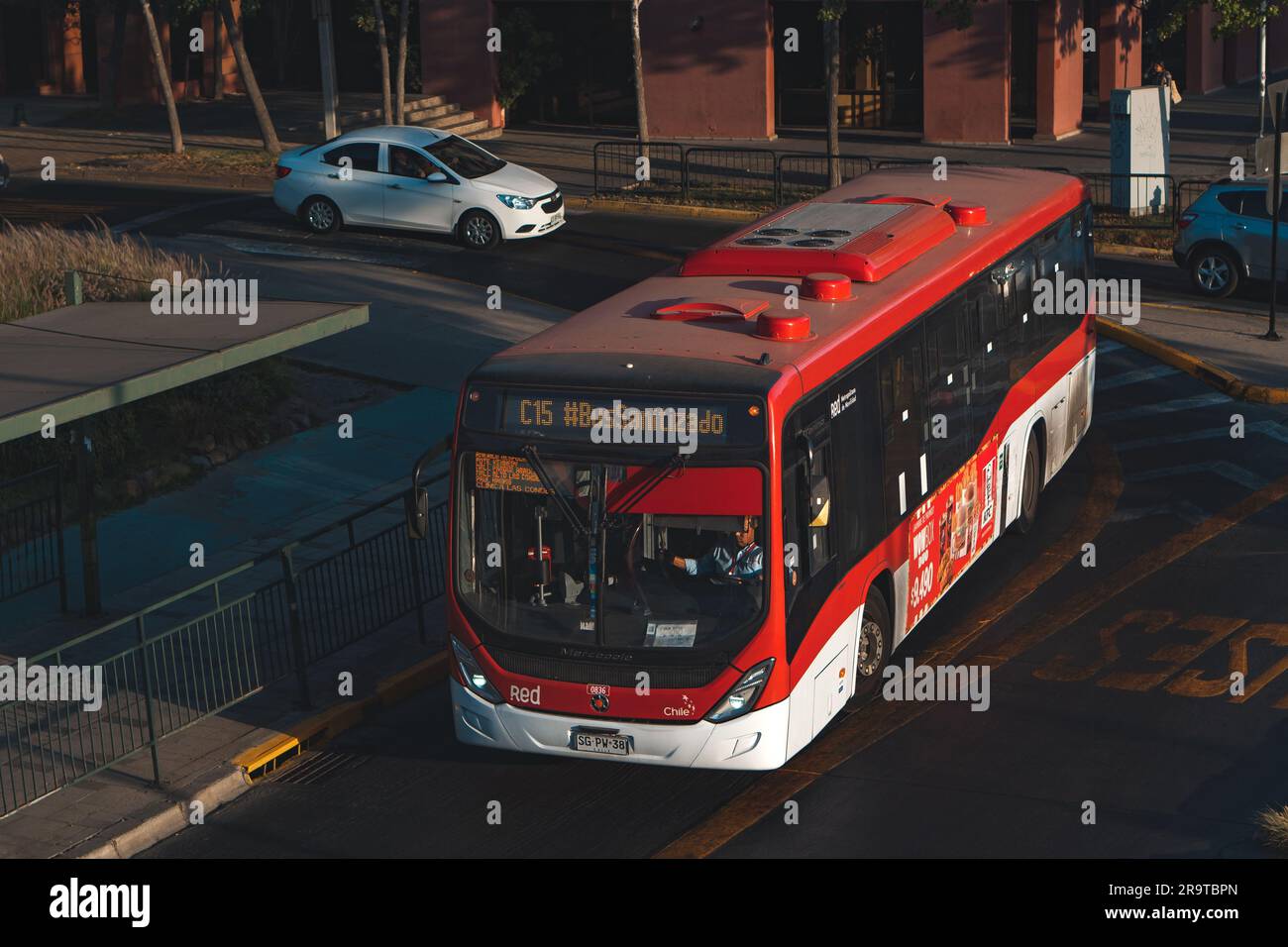 Santiago, Chile - February 16 2023: a public transport Transantiago, or ...