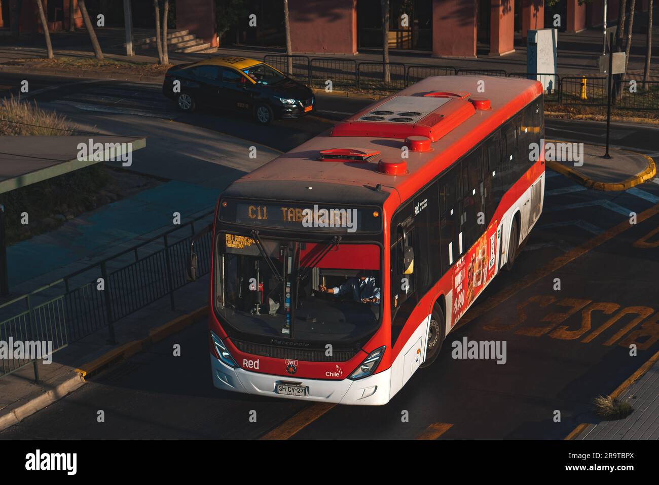 Santiago, Chile - February 16 2023: a public transport Transantiago, or ...