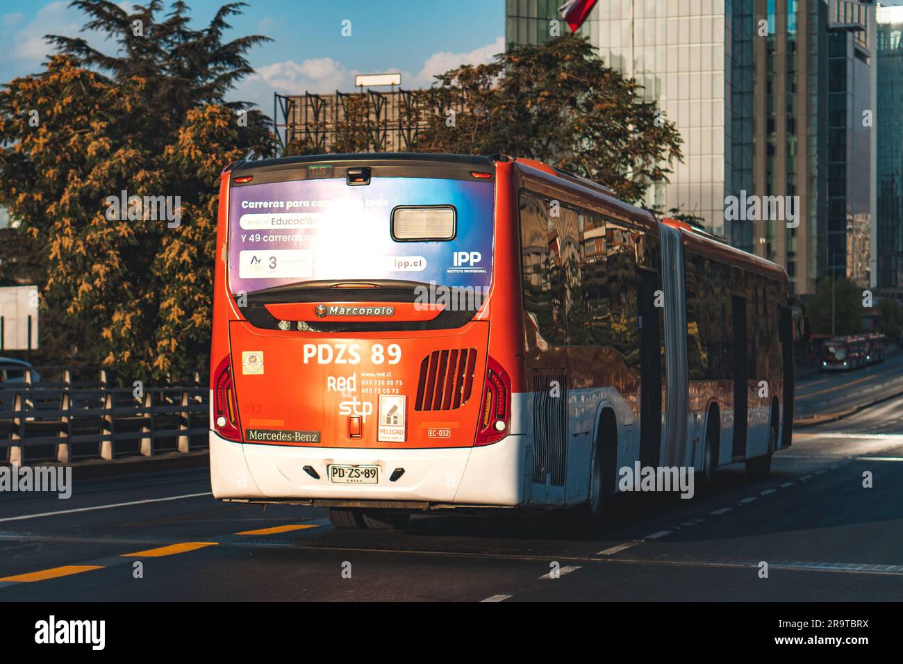 Santiago, Chile - February 16 2023: a public transport Transantiago, or ...