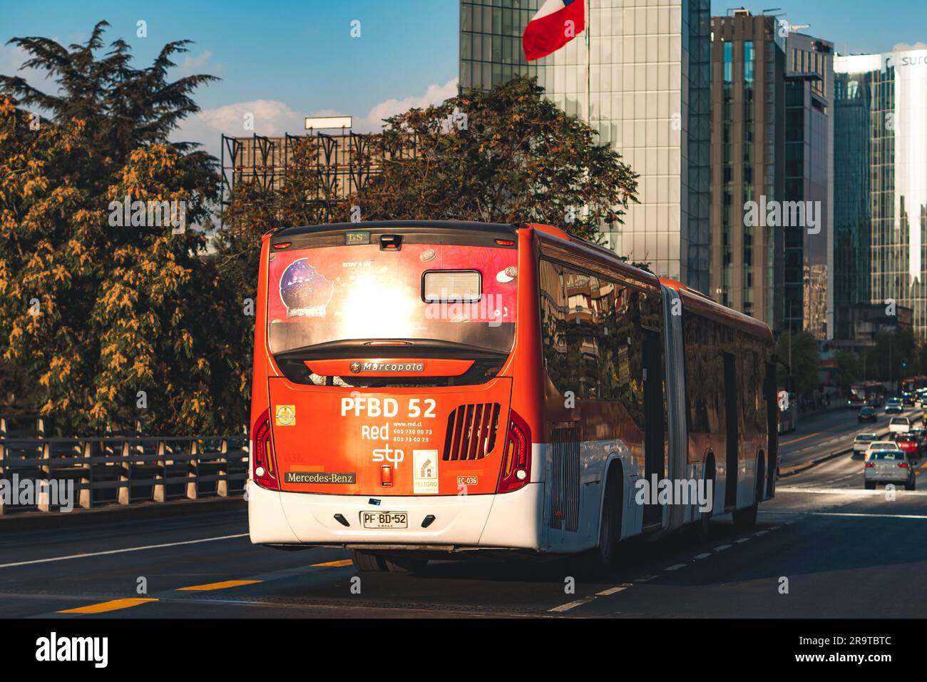 Santiago, Chile - February 16 2023: A public transport Transantiago, or ...