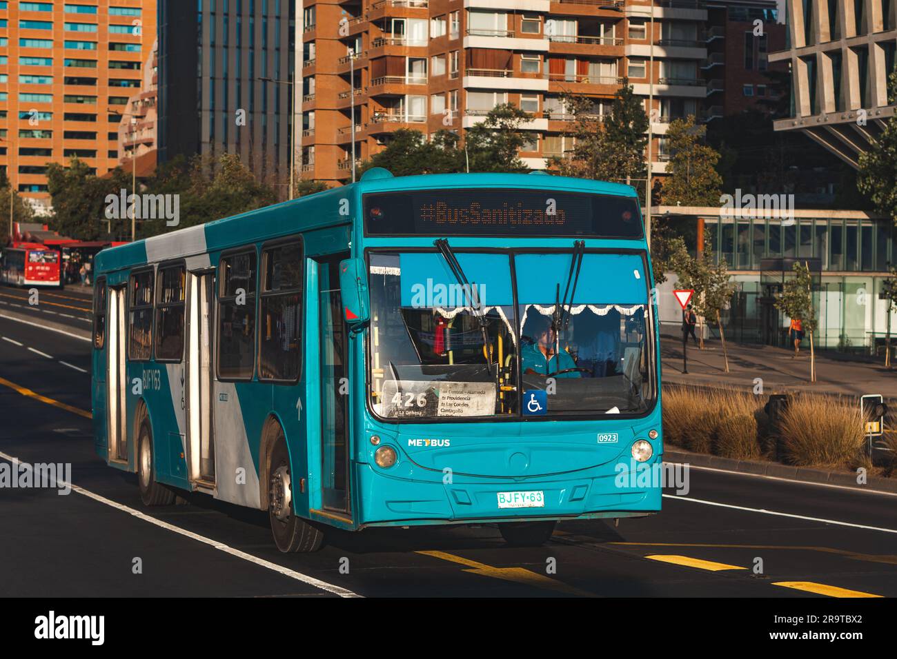 Santiago, Chile - February 16 2023: A public transport Transantiago, or ...