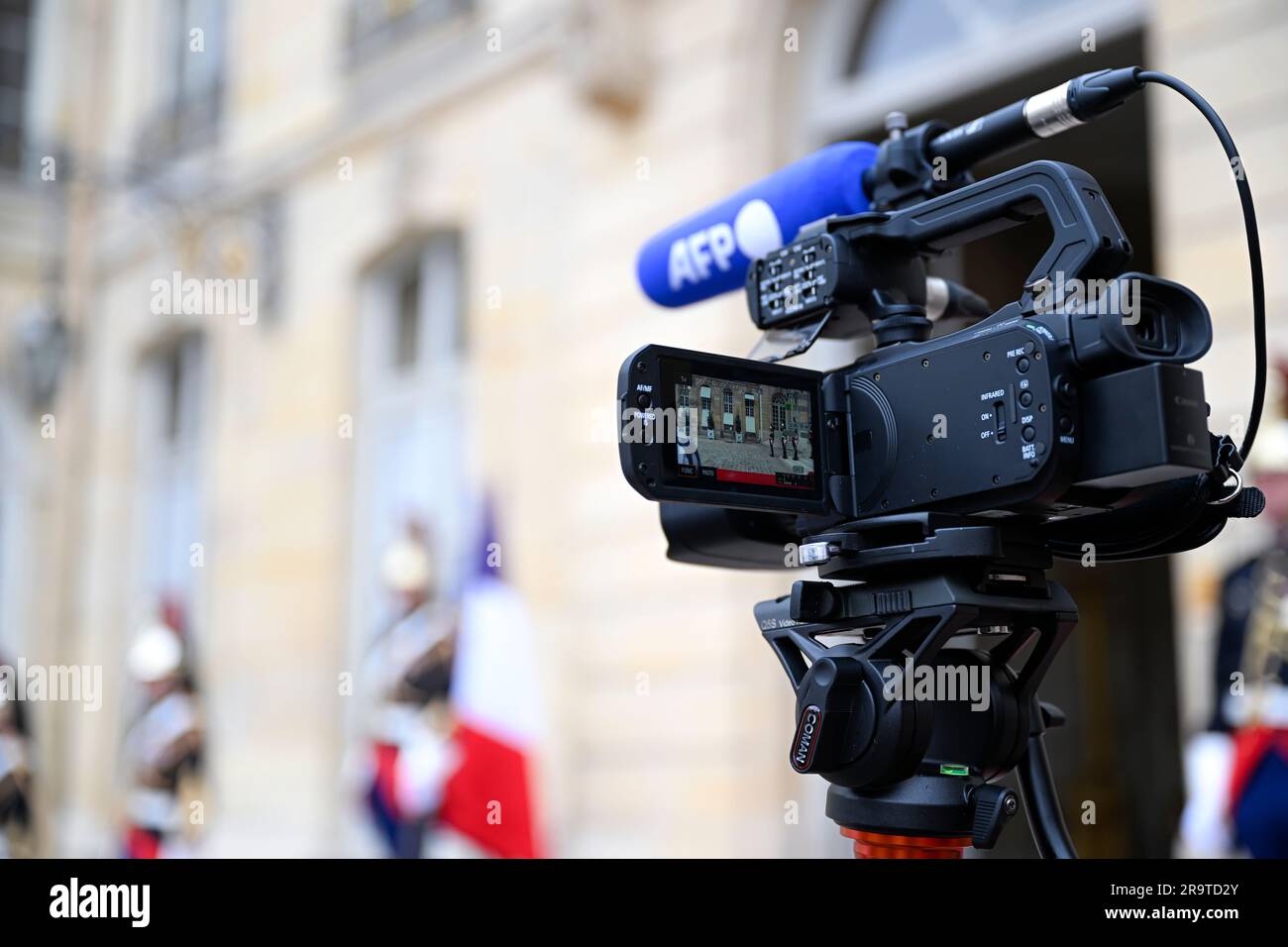 Paris, France. 28th June, 2023. Illustration with a TV (television ...